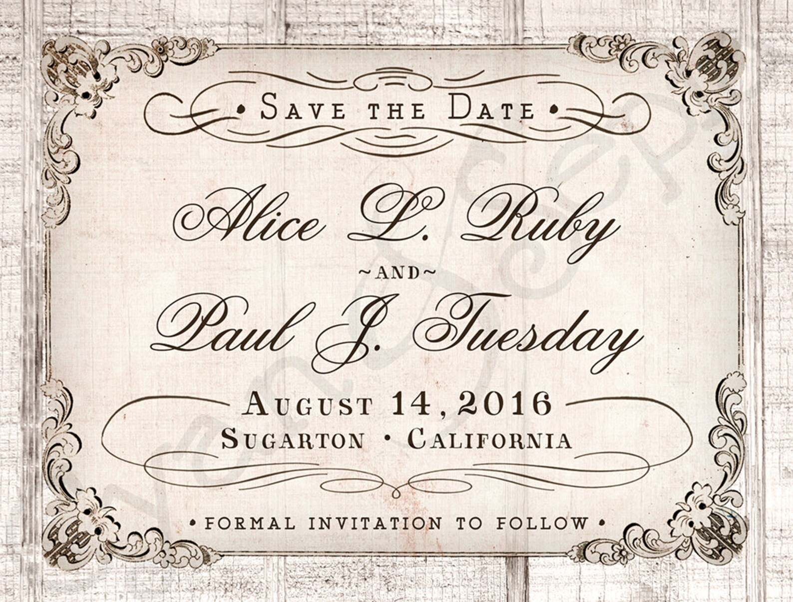 Antique Calligraphy on Wood Wedding Save the Date - Etsy