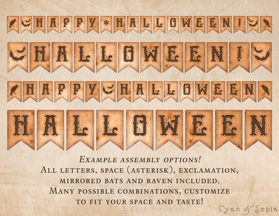Printable Flag Banner Garland Old Paper Halloween DIY PDF - Etsy