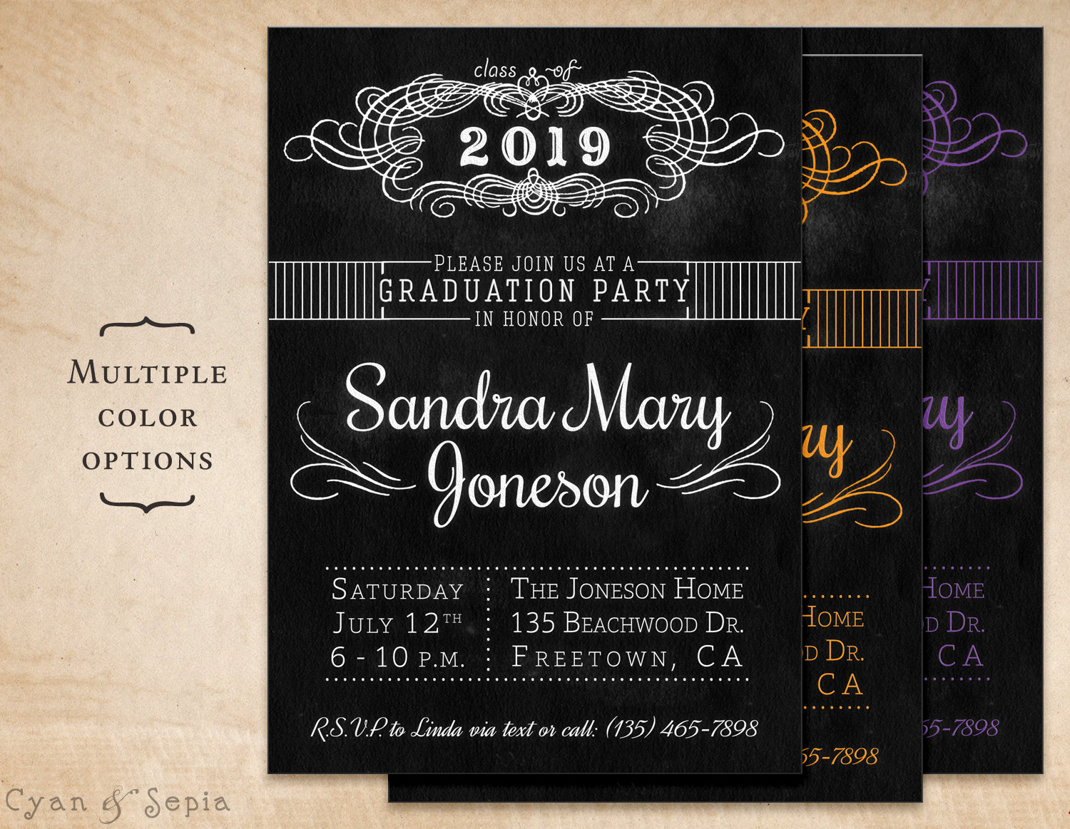 Chalkboard Graduation Party Invitation, Print-your-own or Digital File ...