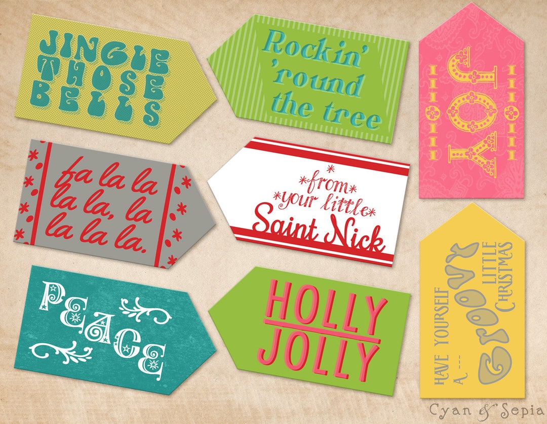 Printable PDF Gift Tags Hippie Holiday Winter Christmas - Etsy