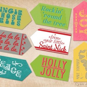 Printable PDF Gift Tags - Hippie Holiday - Winter Christmas Retro ...