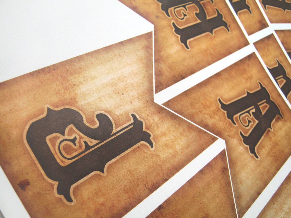 Printable Flag Banner Garland Old Paper Halloween DIY PDF Download ...