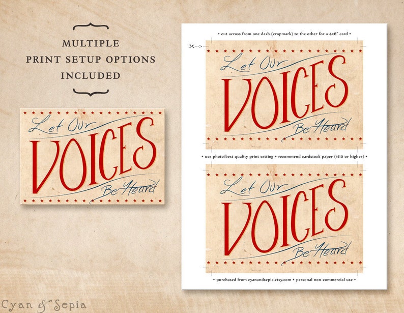 Printable Postcard - Let Our Voices Be Heard - 4x6 Print Your Own ...