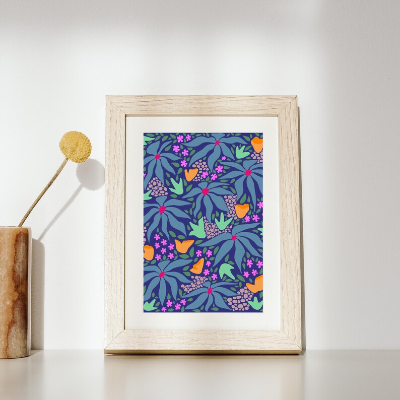 Bright Flower Pattern Mural Style Poster - Etsy