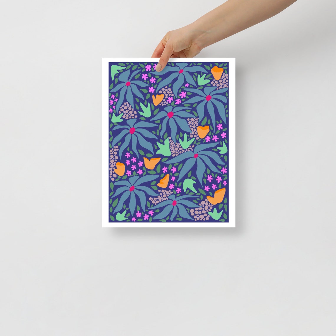 Bright Flower Pattern Mural Style Poster - Etsy