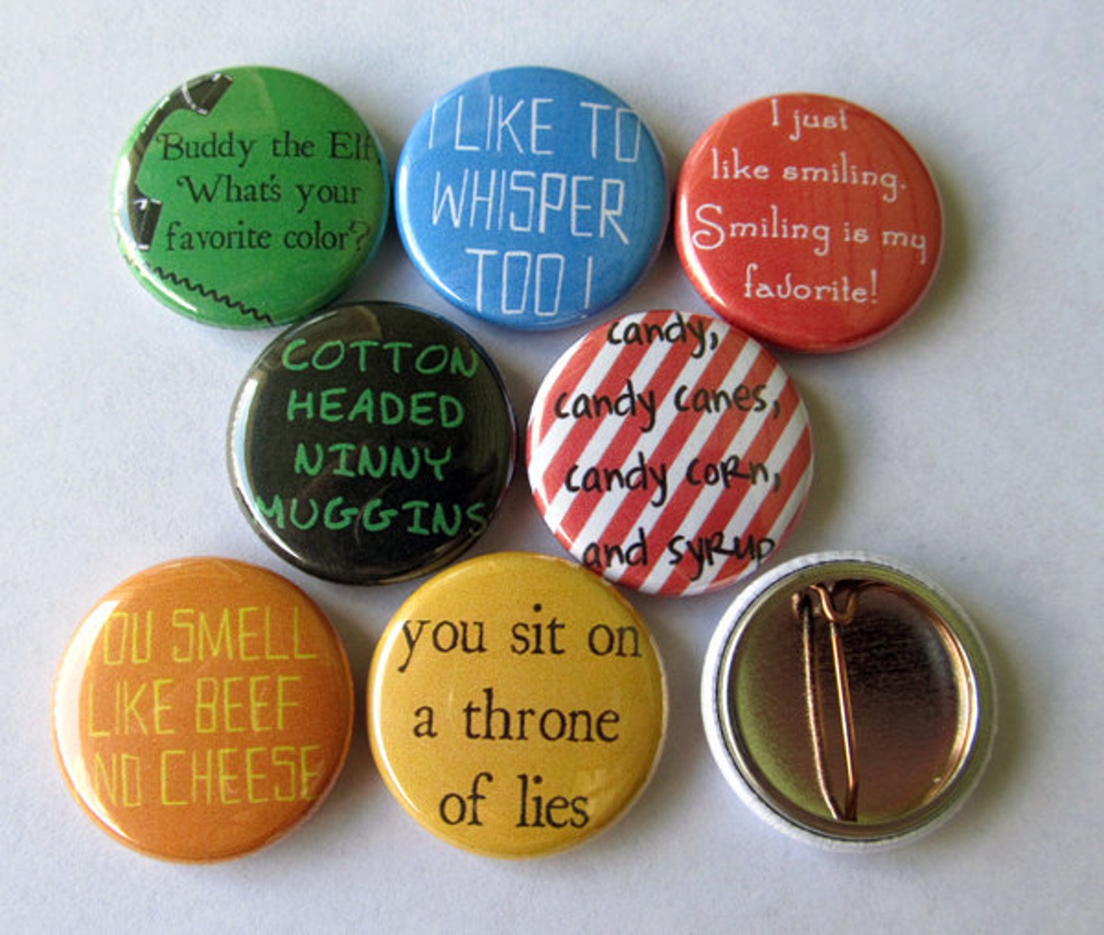 Buddy the Elf Quotes Pinback Button Set of 8 - Christmas Funny Stocking ...