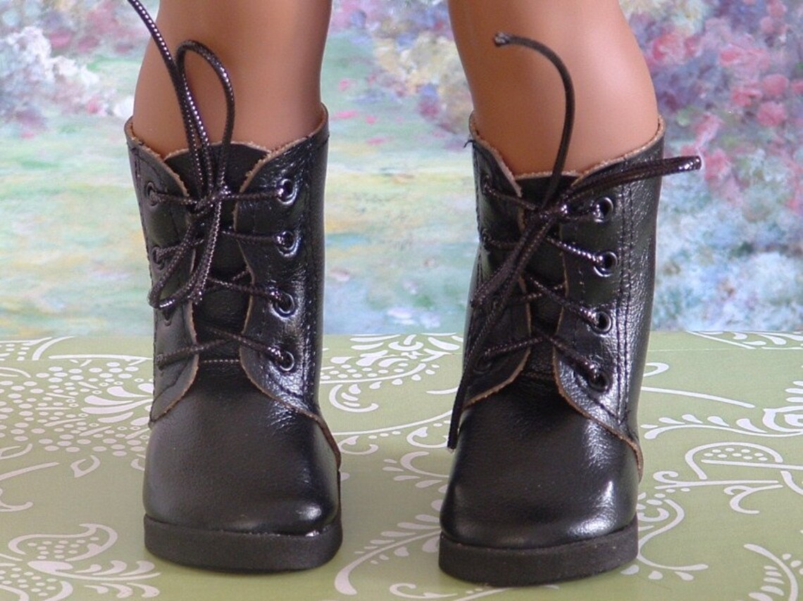 Black Faux Leather Army Boots for American Girl Boy | Etsy