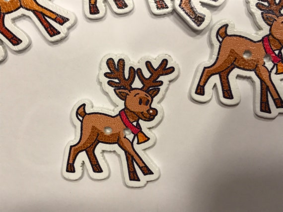 5 Wood Reindeer Buttons 25 X 35 Mm B9 - Etsy