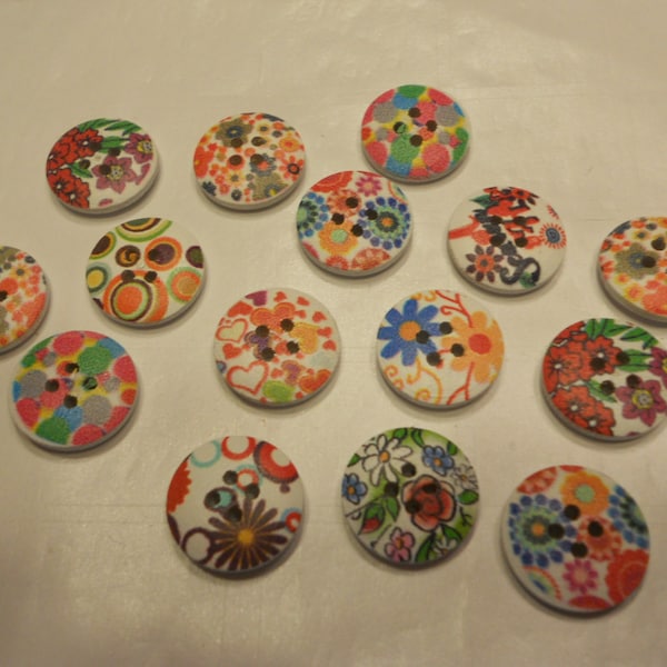 Painted Wood Buttons - Etsy