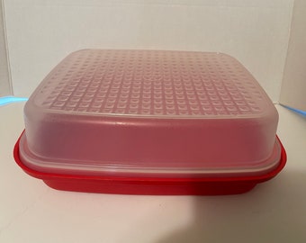 Tupperware Large Season Serve Marinade Container Paprika Orange Plastic ...