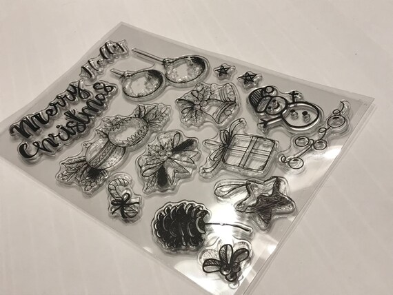 15 Piece Merry Christmas Clear Stamp Set 10 60 Mm CL10 - Etsy