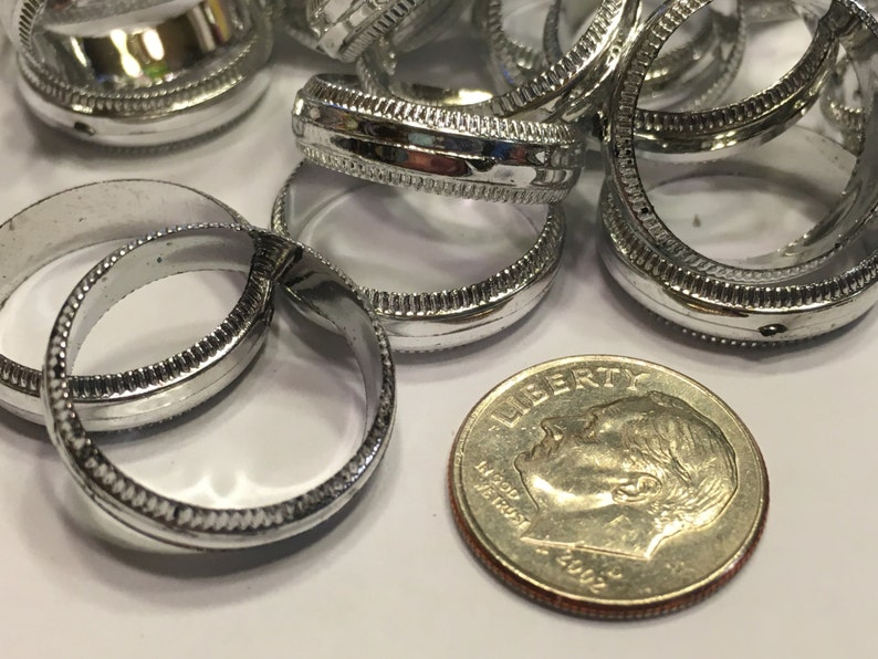 60 plastic Wedding Rings embellishment decor silver color | Etsy