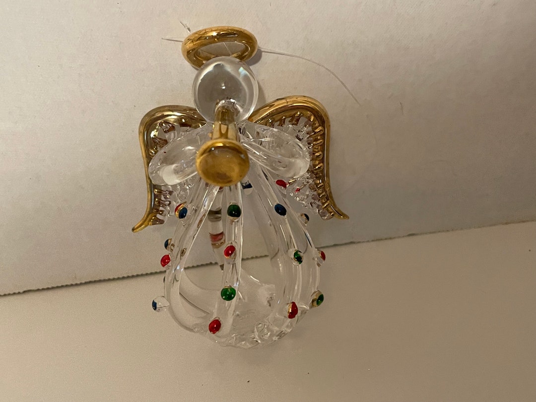 Spun Glass Angel Playing Instrument, Ornament, 3.5 Inches Tall MR - Etsy
