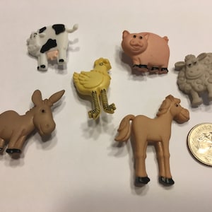 6 Piece LARGE Farm Animal Button Mix, 20-35 Mm 19 - Etsy