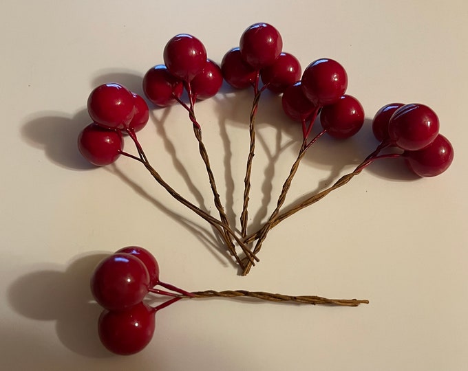 6 Count Mini Red Berry Picks, Embellishment, 3 Inches Tall (100/5) - Etsy