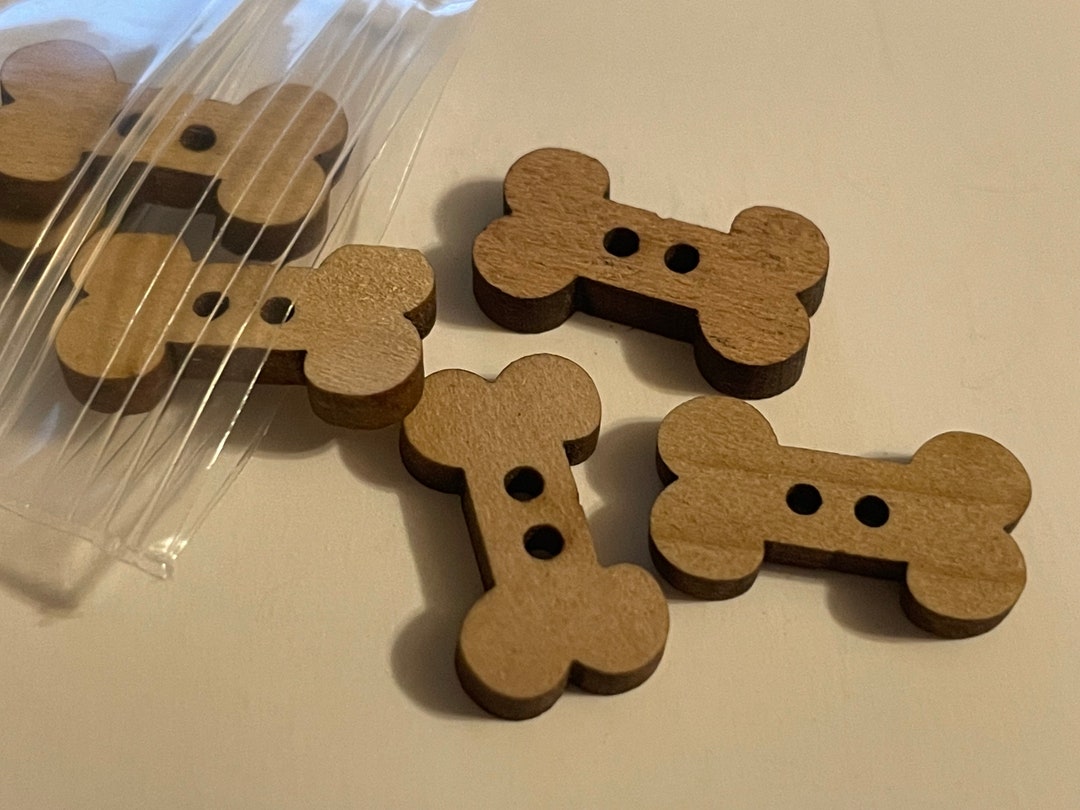 6 Wood Dog Bone Buttons, 9 X 17 Mm (B7) - Etsy