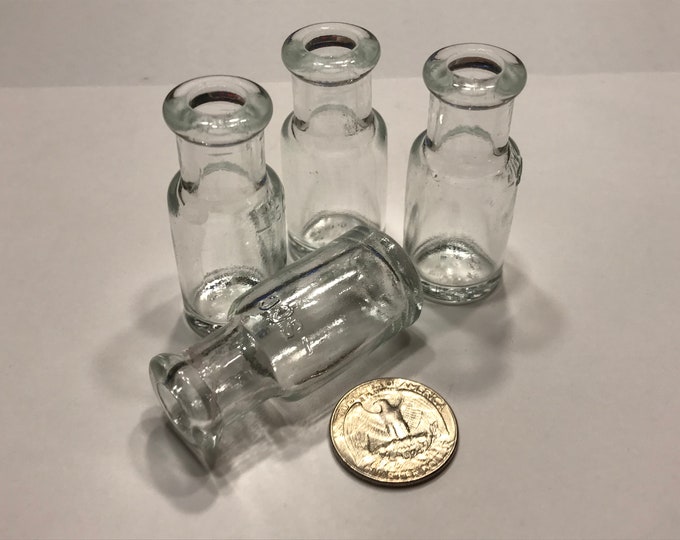 4 Minuture Glass Bottles, 2 Inch Tall (100/8) - Etsy
