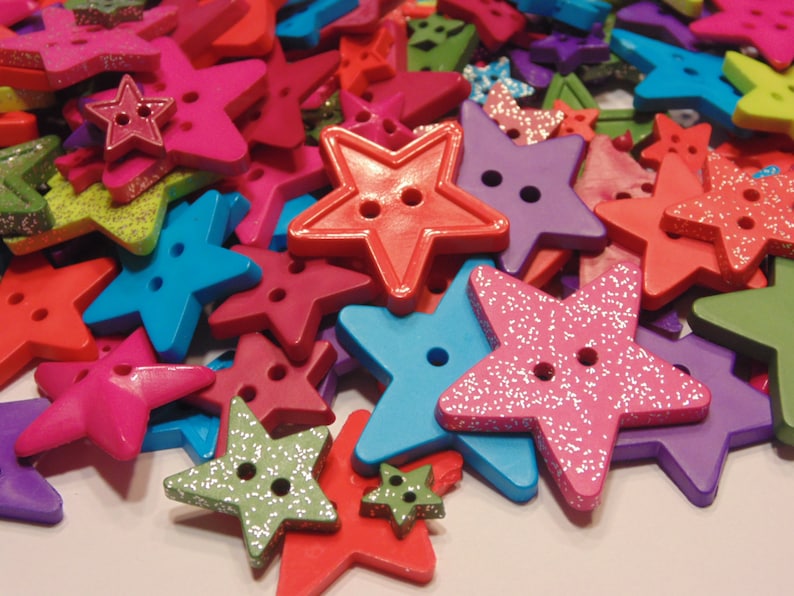 10 Piece Assorted Colorful Star Button Mix 11-30 Mm B9 | Etsy