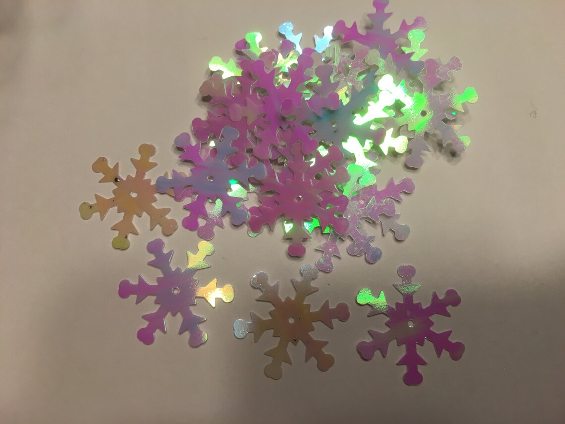 25 White Multi Shine Snowflake Sequins 24 Mm 27 - Etsy