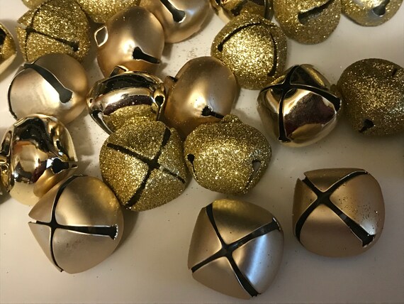 7 Count Assorted Gold Glitter Matte and Shinny Jingle Bell - Etsy