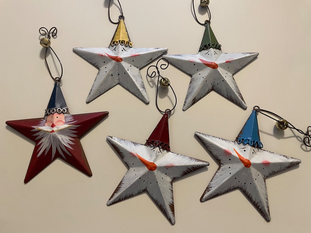 Set of 5 Painted Country Star Ornaments, 3 1/2 Inches (A3) - Etsy