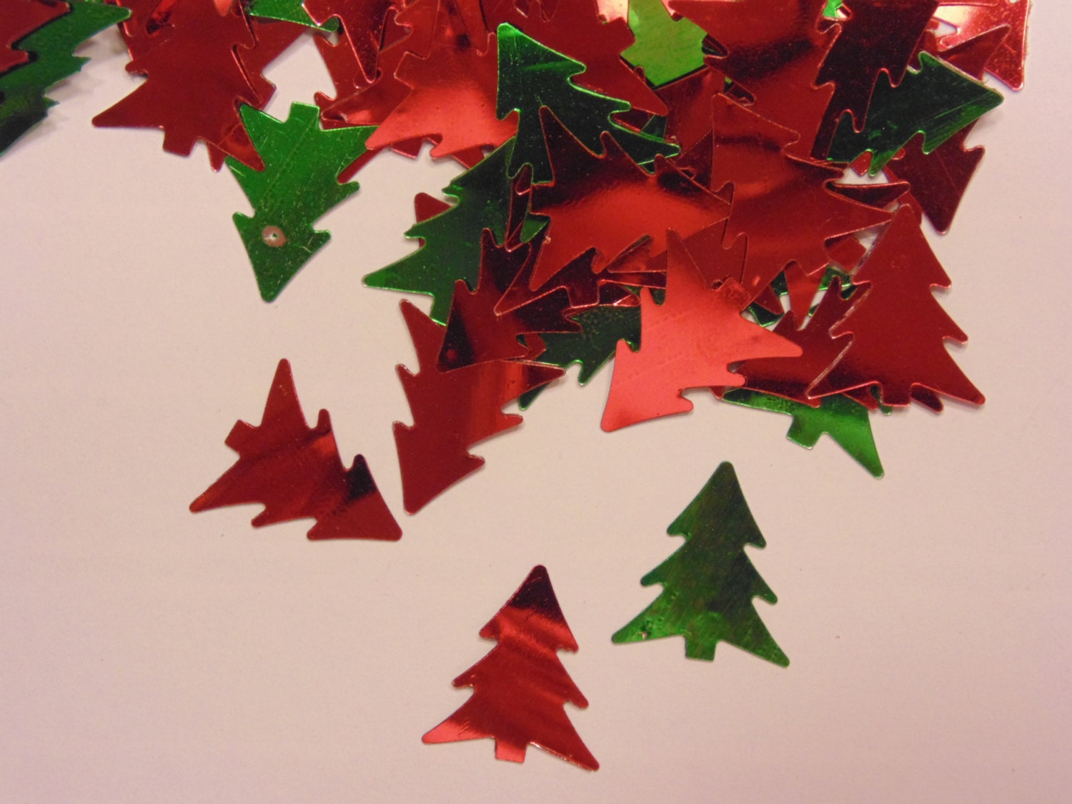 About 25 35 red and green Christmas tree confetti mix 16 x | Etsy