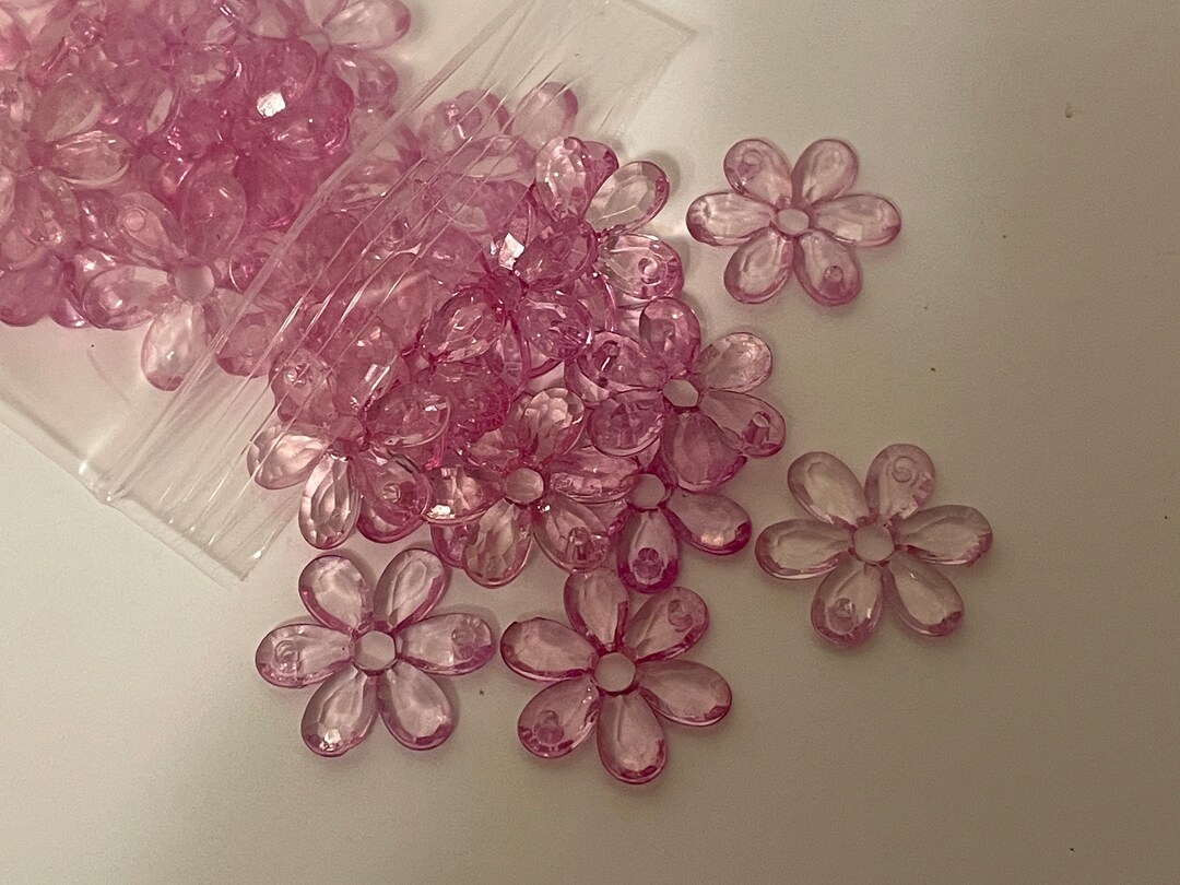34 Count Pink Plastic Flowers, Sew on Gem, Decor, Embellishment, 3/4 ...