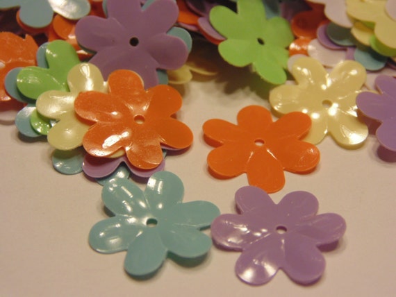 30 bright color plastic flower sequins / confetti 16 mm 10 | Etsy