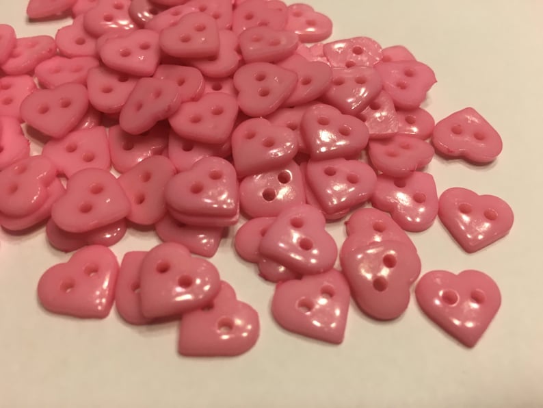 10 Small Pink Heart Buttons 11 Mm B11 - Etsy