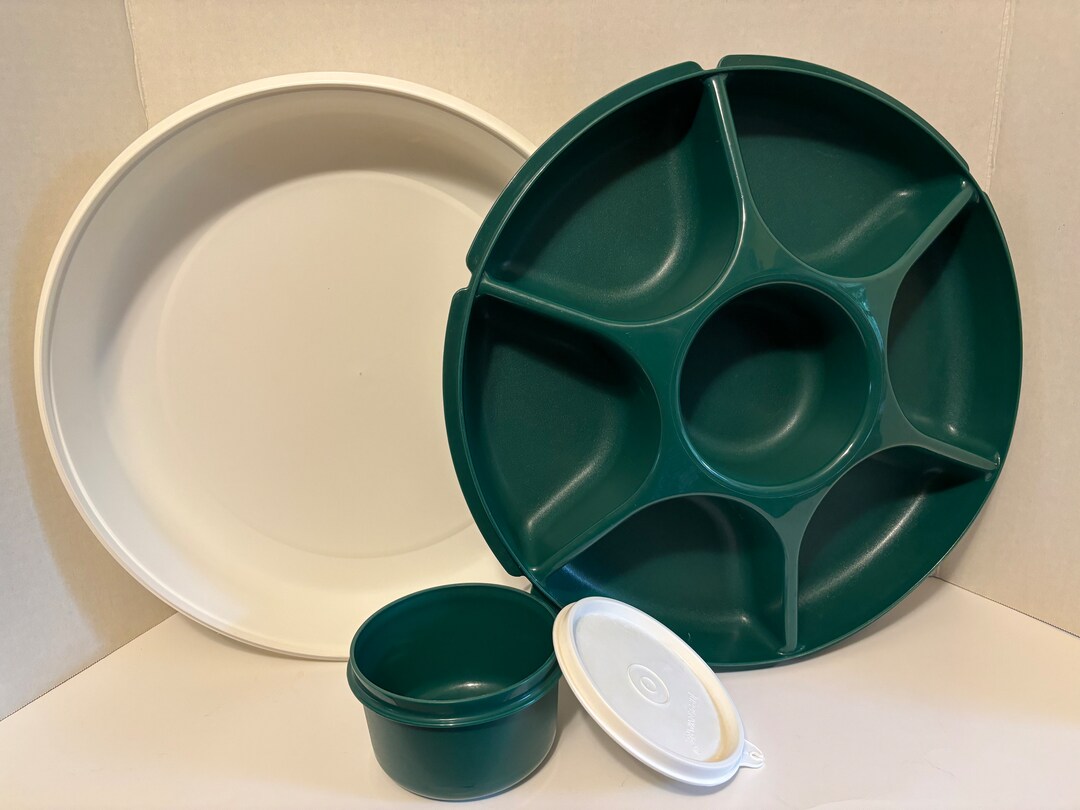 4 Piece Vintage Tupperware Green Color Vatable Dip Snack Party Fixings ...