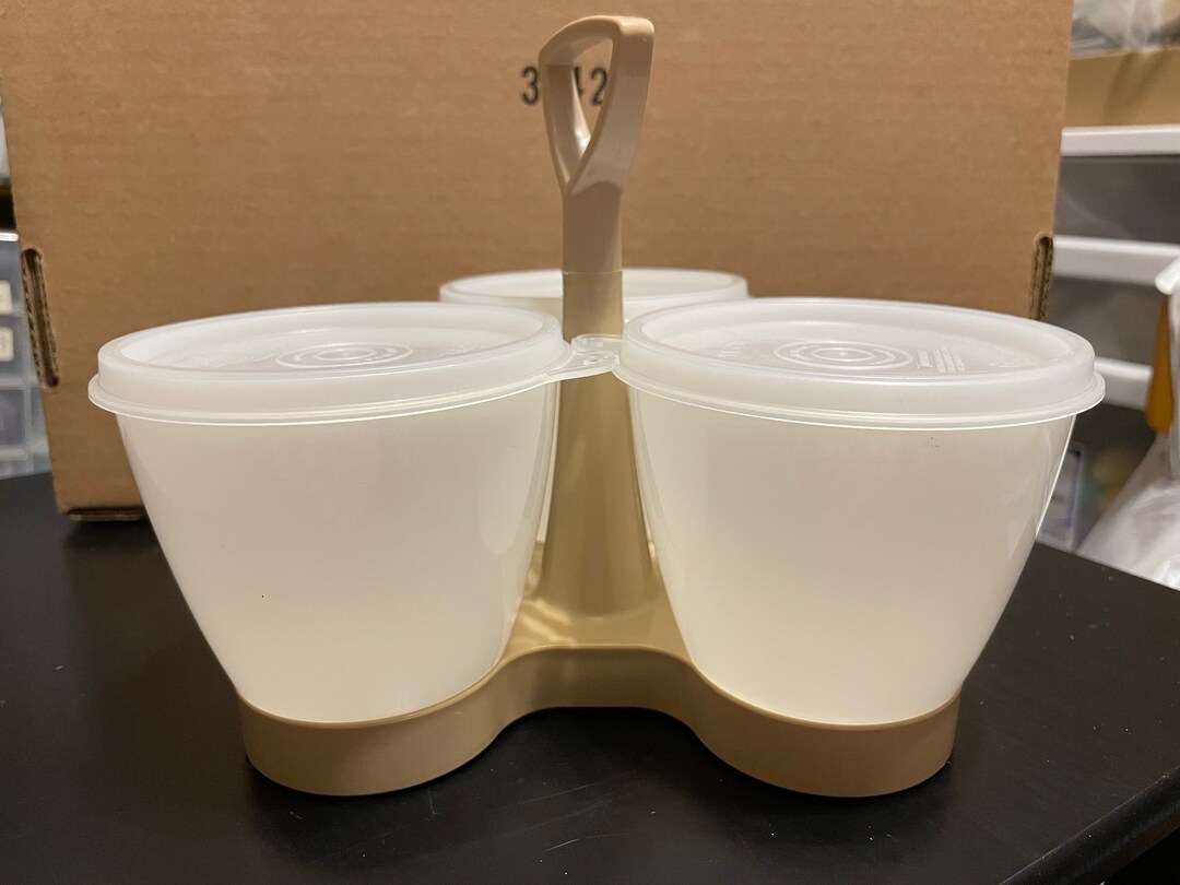 Tupperware Almond and White Color Condiment Caddy Server - Etsy