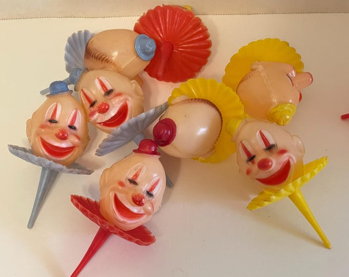 4 Count Assorted Color Vintage Plastic Clown Cake Toppers (MRD3) - Etsy