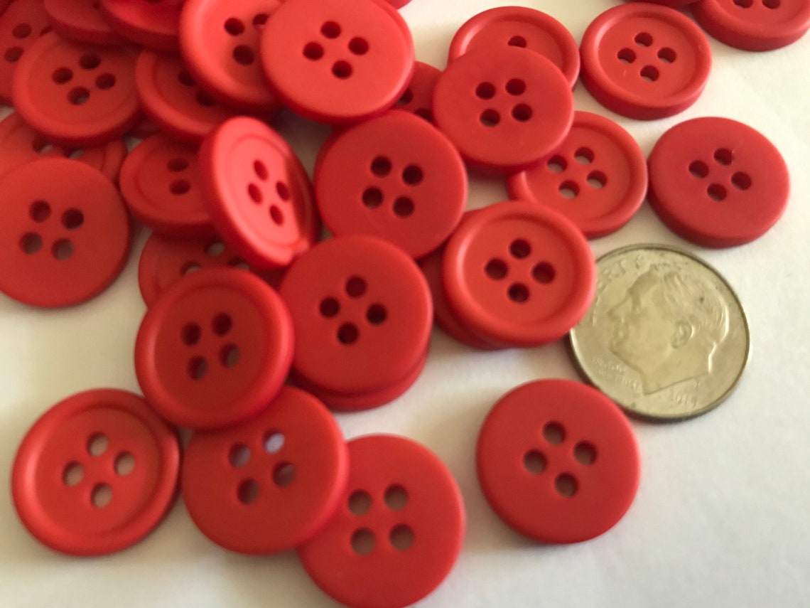 50 Count Small Red Acrylic Buttons 15 Mm 4 - Etsy