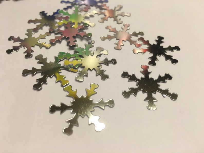 20 Large Silver Snowflake Confetti / Sequins 24 Mm 28 - Etsy