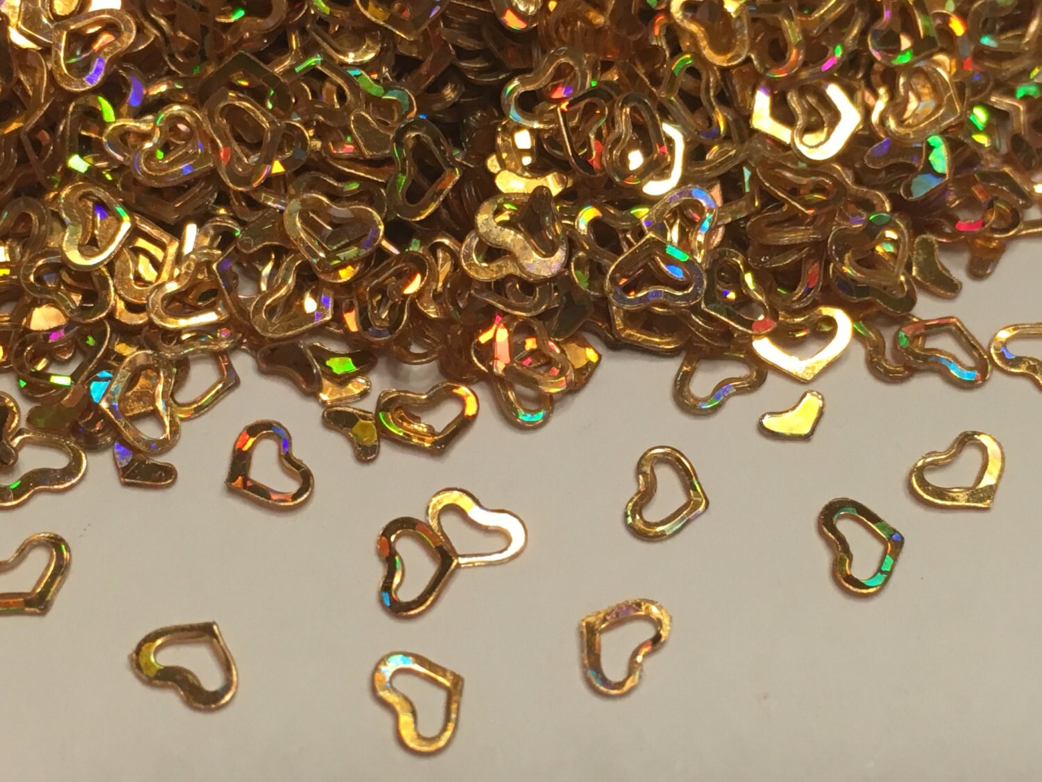 Tiny Light Copper / Gold Color Open Heart Confetti 3 Mm 23 | Etsy