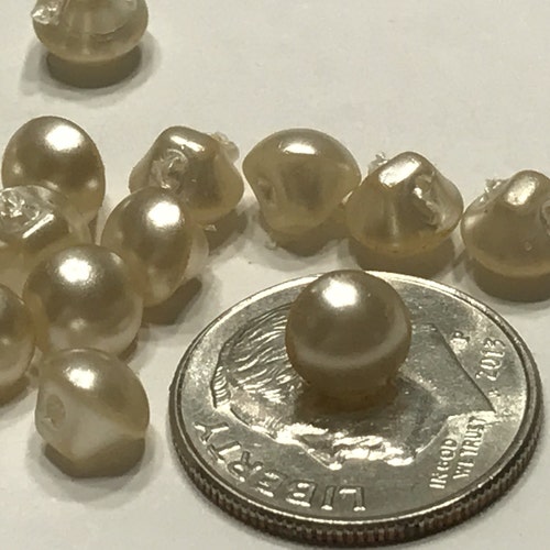 12 Vintage Small / Tiny Ivory Pearl Glass Shank Buttons 6 Mm - Etsy