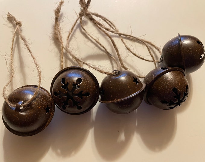 5 Rustic Metal Snowflake Jingle Bells, 1 1/2 Inch (A17) - Etsy