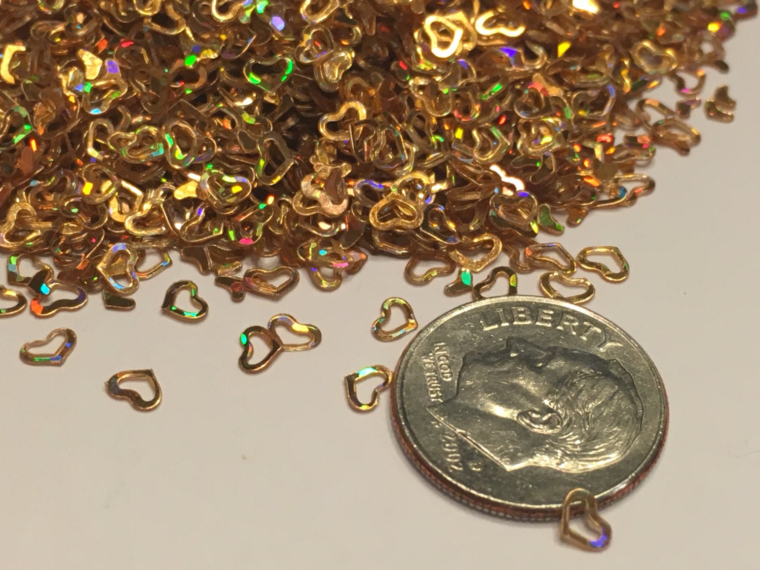 Tiny Light Copper / Gold Color Open Heart Confetti 3 Mm 23 | Etsy