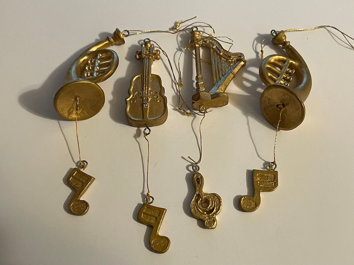 Set of Music Instrument Ornaments Gold Color About 5 Inch - Etsy