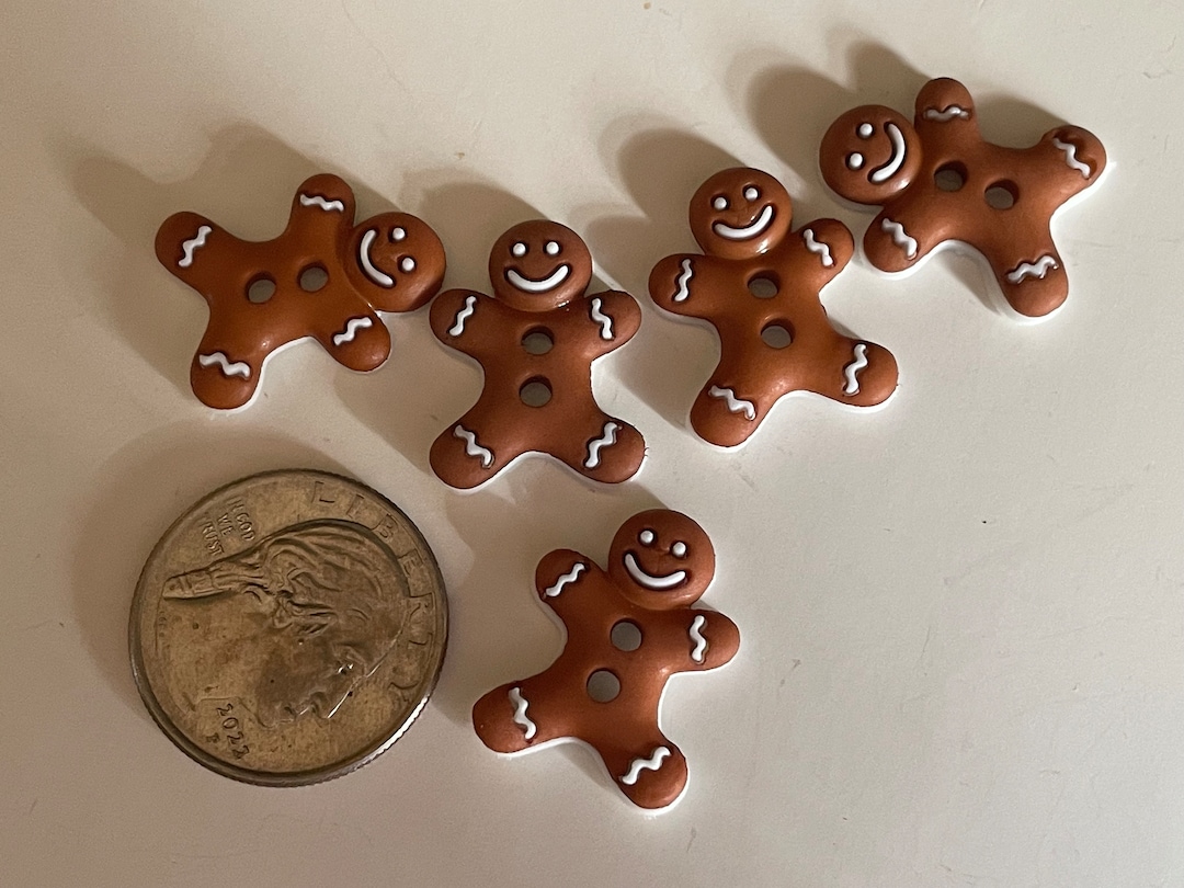 5 Count Acrylic Gingerbread Buttons, 1 Inch Tall (48) - Etsy