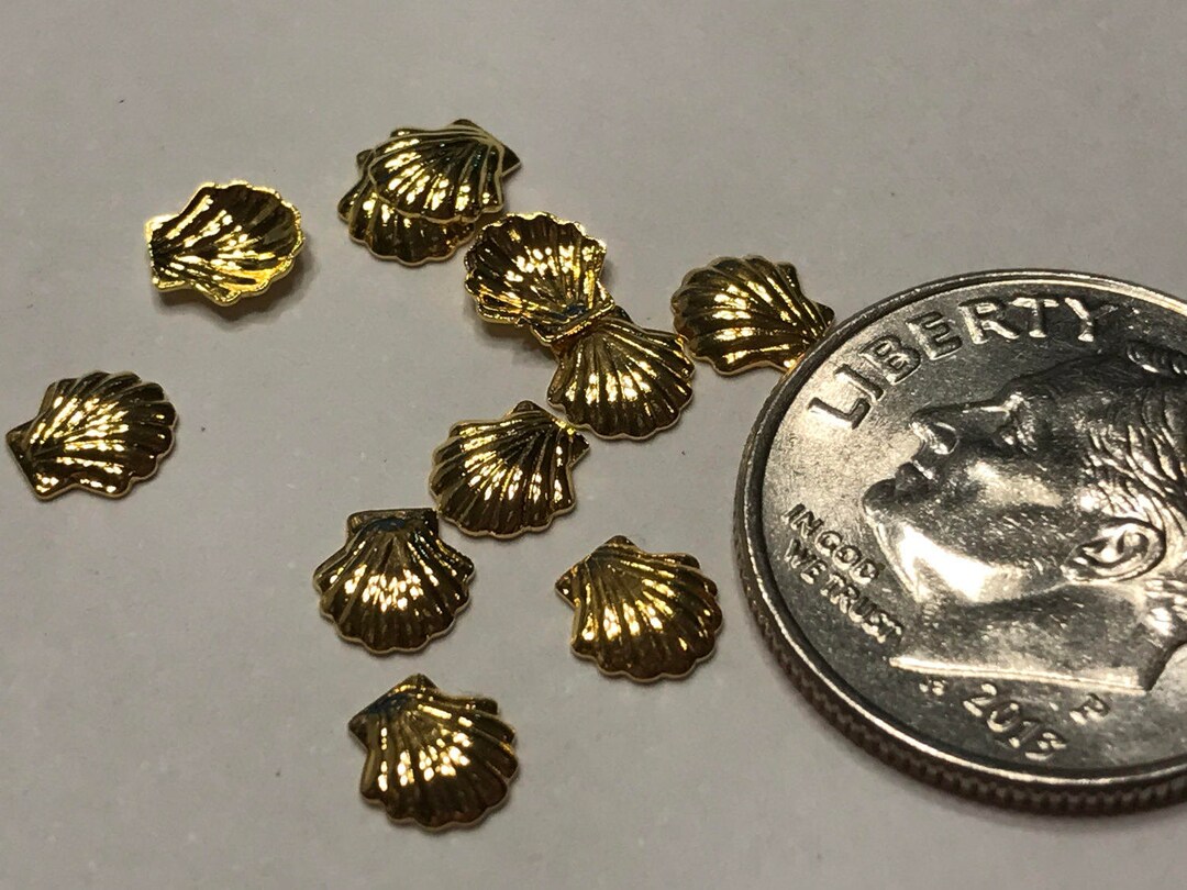 50 Small /tiny Gold Metal Shell /clam Nail Charms, 5 X 5 Mm (S11/3) - Etsy