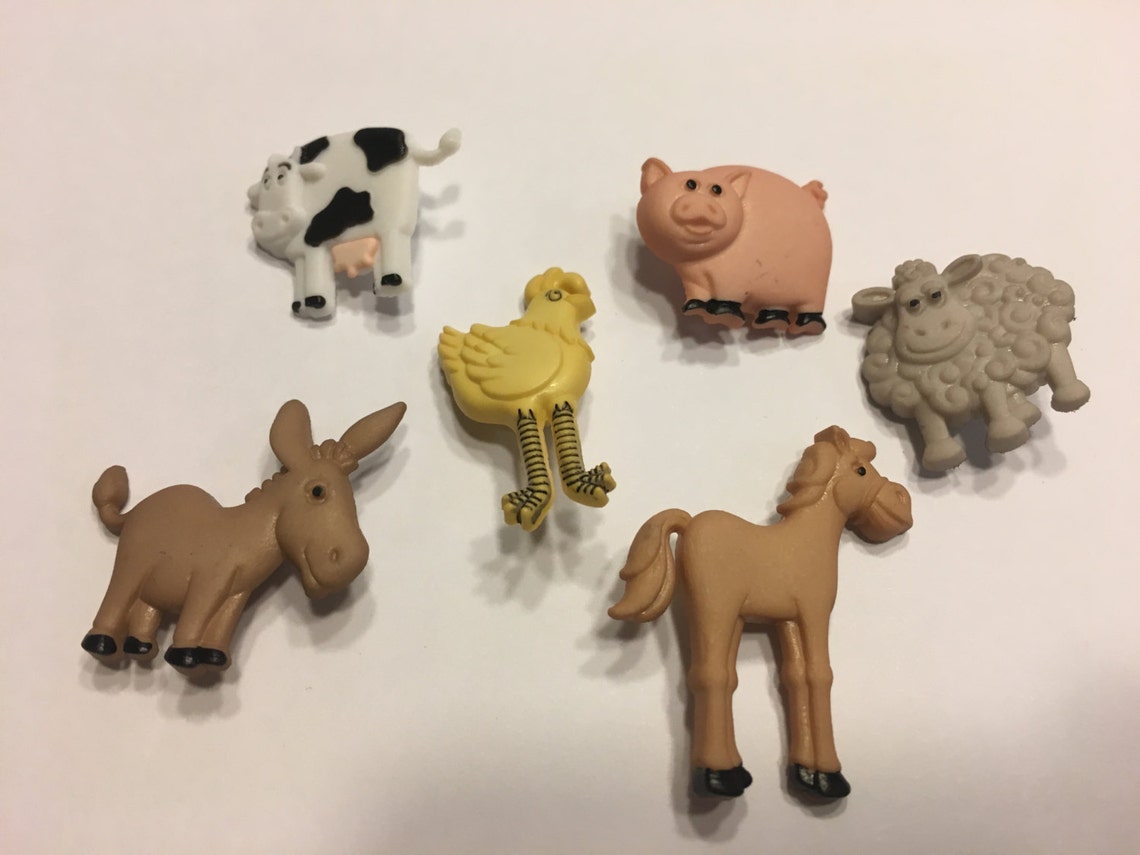 6 Piece LARGE Farm Animal Button Mix 20-35 Mm 19 - Etsy