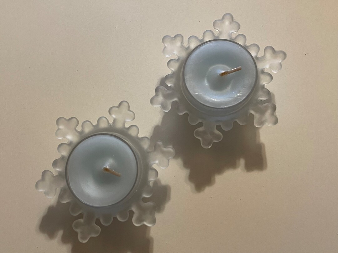 2 Count of Glass Snowflake Tealight Candle Holders (candle Included), 3 ...