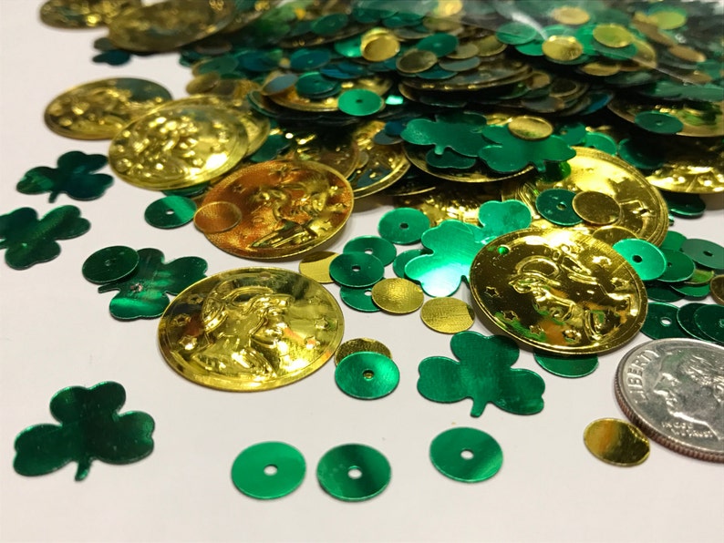 Bag of Shamrock and Coin Sequins / Confetti 10-20 Mm 35 | Etsy