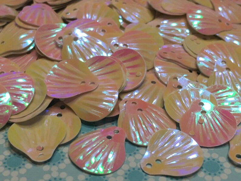 30 Large Iridescent Sea Shell Sequins / Confetti , 14 Mm 24 - Etsy