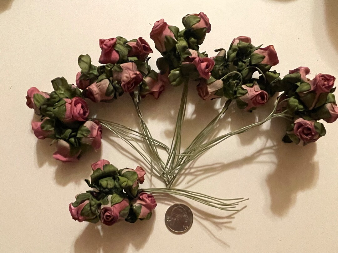 6 Bouquets of Mini Dark Pink Color Roses, Picks, 5 Inches Tall BB1/14 ...