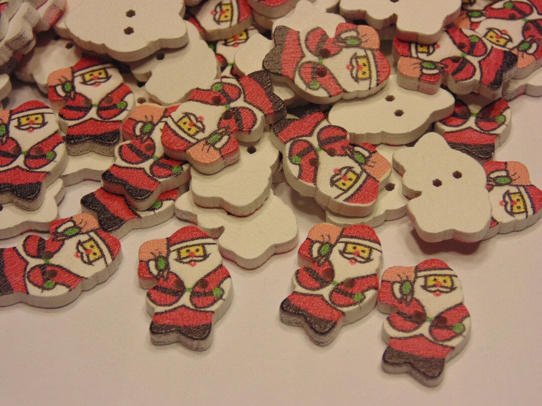 7 Colorful Wood Santa Claus Buttons, 20 X 13 Mm (B7) - Etsy