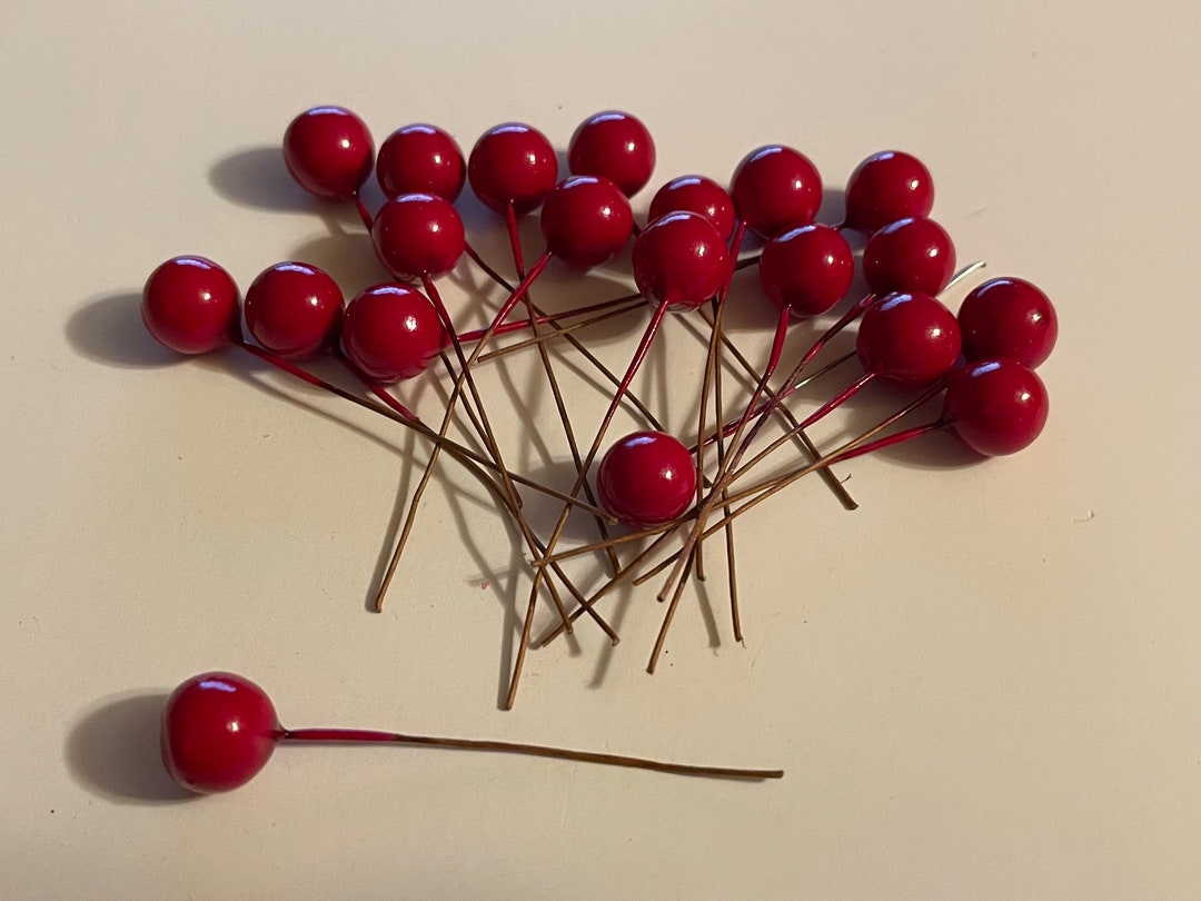20 Count Mini Red Berry Picks, Embellishment, About 2 1/4 Inches Long ...