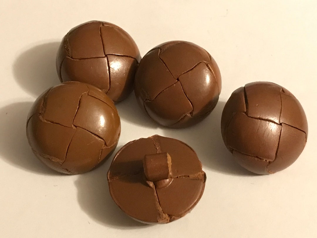 5 Large Vintage Medium Brown Leather Buttons, 30 Mm (B1) - Etsy