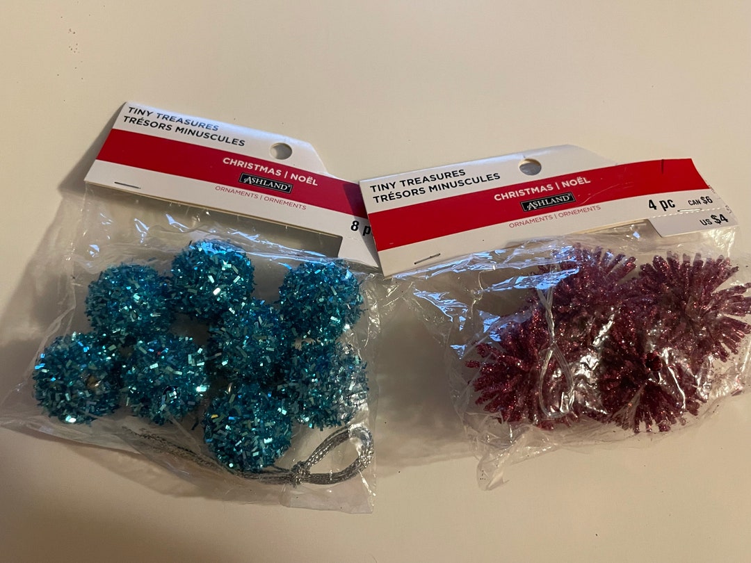 10 Total Small Mini Shiny Paper Glitter Ornaments, Dark Pink and Teal ...